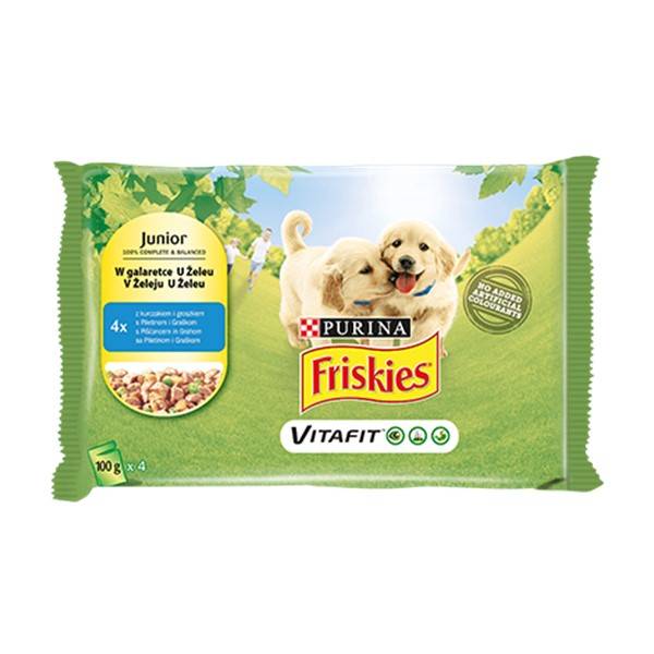 Friskies Dog sos Junior piletina i grašak u želeu 4x100gr