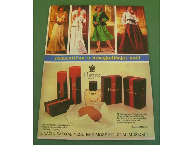 Stara novinska reklama muška kozmetika Hattric,Zlatorog