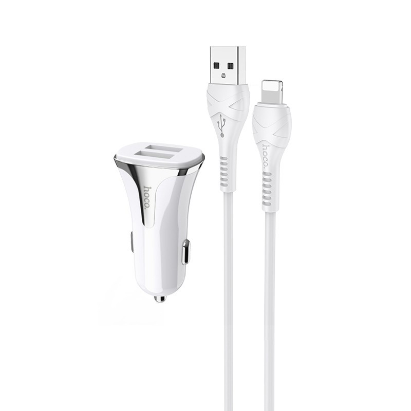 Auto punjač za iPhone lightning Hoco Z31 QC 3.0 (3,4A | 2xUSB) - bela