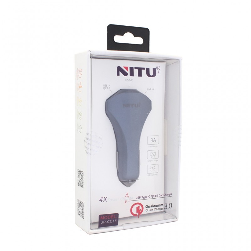 Auto punjač glava/adapter (bez kabla) Nitu Nt-Cc15 QC 3.0 (3A | 2xUSB) - plava