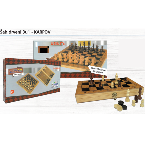 Šah drveni 3u1 KARPOV 29cm