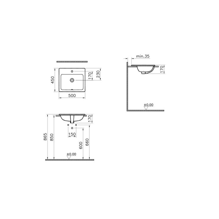 Vitra S20 lavabo ugradni 50 cm