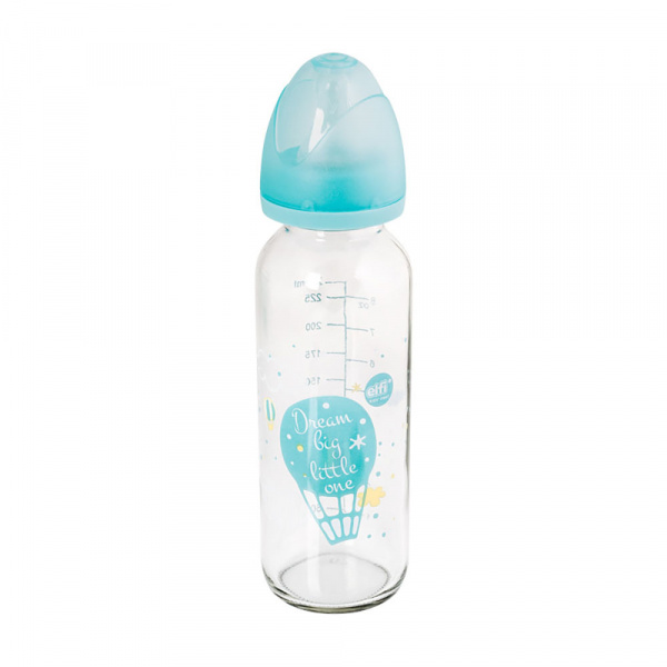 Elfi staklena flašica za bebe 0+ meseci 240ml plava