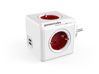 Razvodnik Allocacoc PowerCube Original USB 4xŠuko 2xUSB Crveni