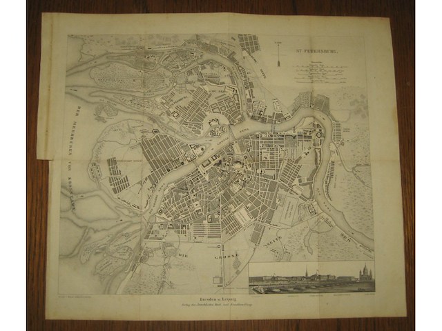 Sankt Petersburg stara karta 1841 god
