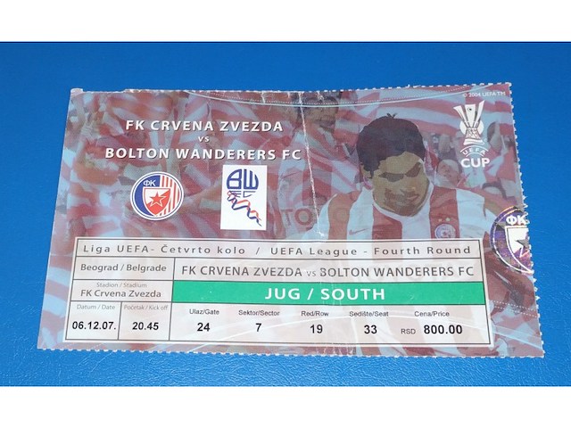 CRVENA ZVEZDA - BOLTON WANDERERS 06.17.2007. JUG