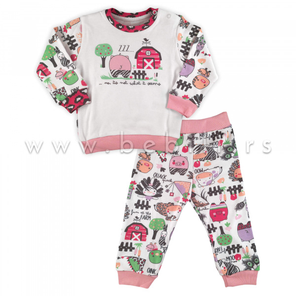 MyBaby Pamučna pidžama za bebe Pink Farma