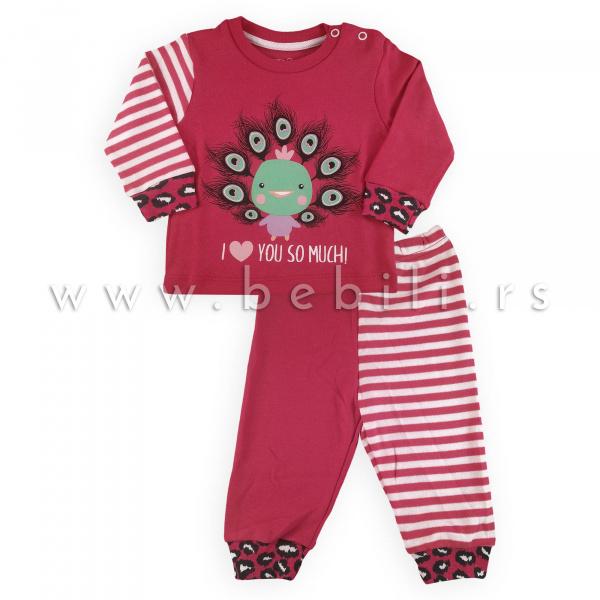 MyBaby Pamučna pidžama za bebe Paun Farma