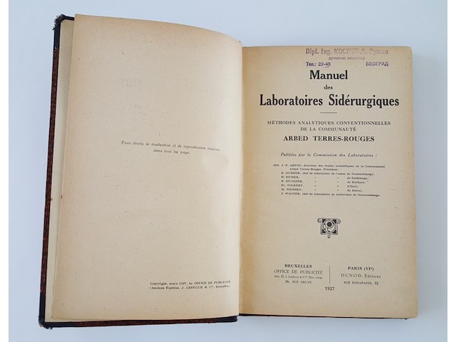 Manuel des Laboratoires 1927- Državni hemičar