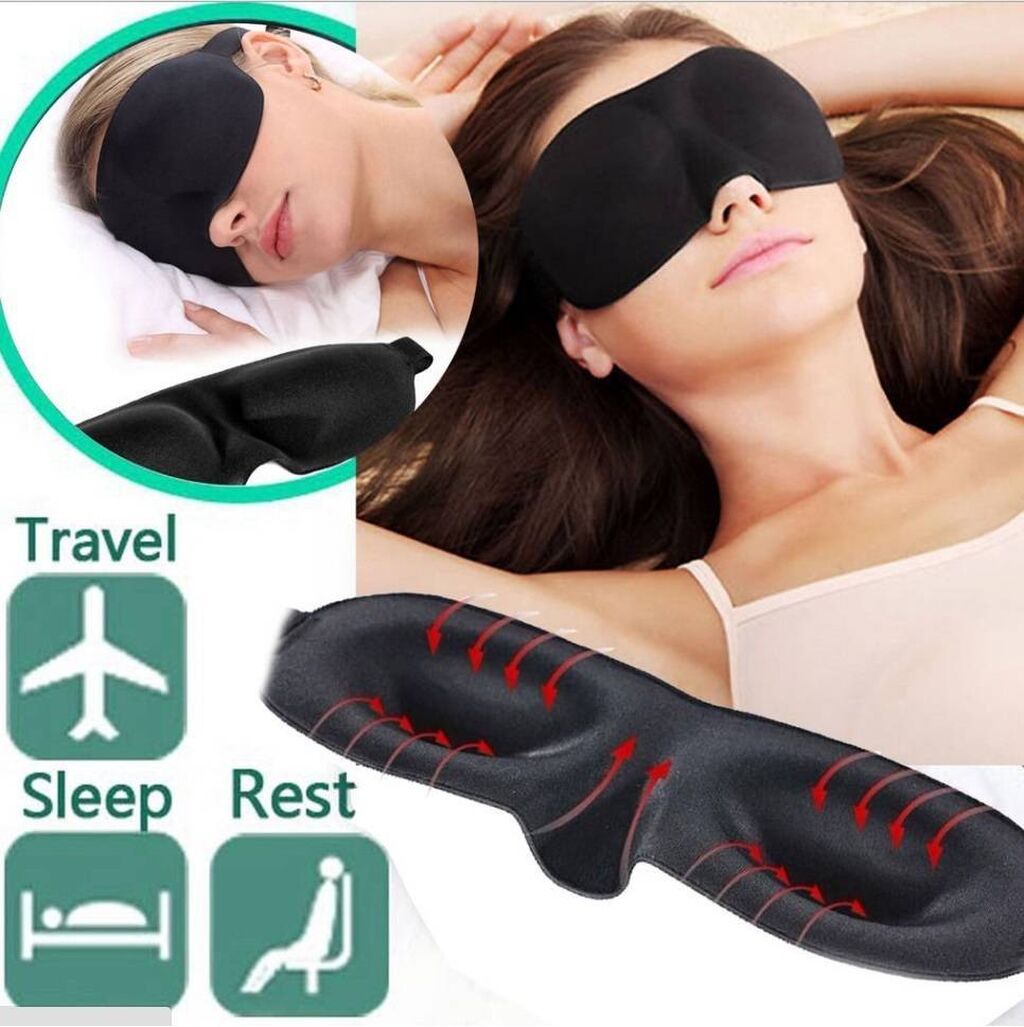 U 3D dizajnu maska/povez za oci za spavanje sa čepovima NOVO - 3D