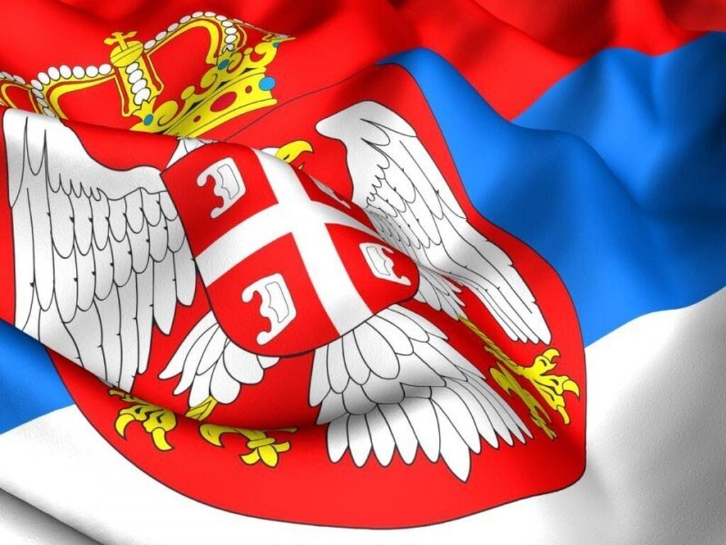 Serbia Flag 2.50 x 1.50 m - double-sided with flag pole Polyester 100%