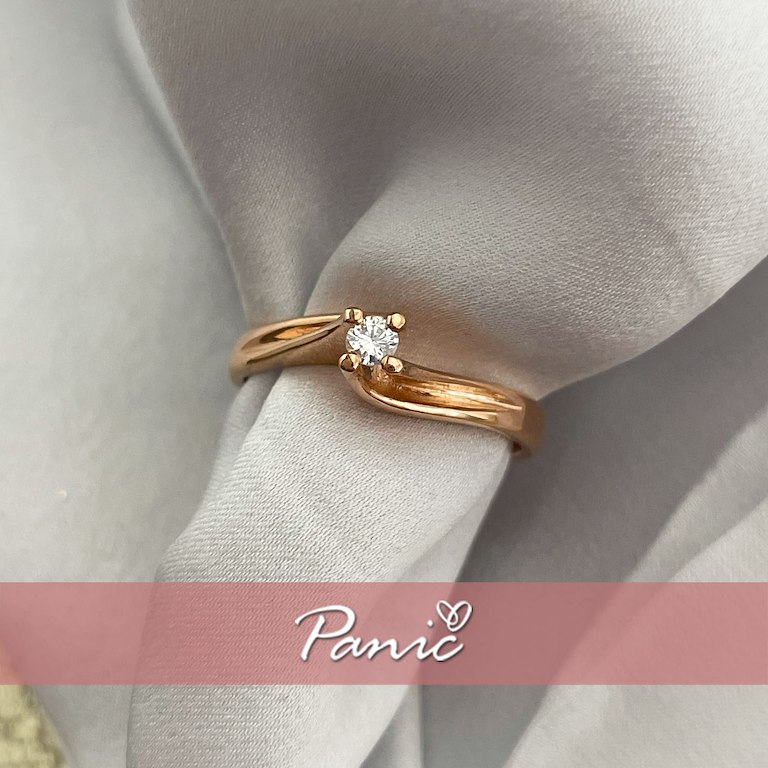 Verenički prsten od roze zlata sa dijamantom 0.08 ct Vs-Gh