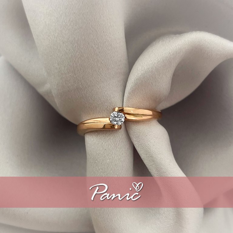 Prsten od roze zlata sa brilijantom 0.11 ct VS-Gh