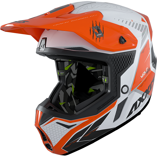 KACIGA AXXIS CASCO MX803 WOLF STAR TRACK A4 NARANJA FLOUR BRILLO XS