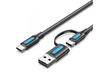 Vention CQLBF kabl USB C (muški) na USB A/USB C (muški) 1m crni