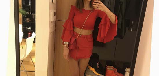 Crvena flamenko crop majica