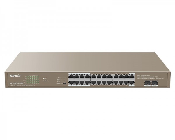 TENDA TEG1126P-24-410W 24GE+2SFP Ethernet Switch With 24-Port PoE