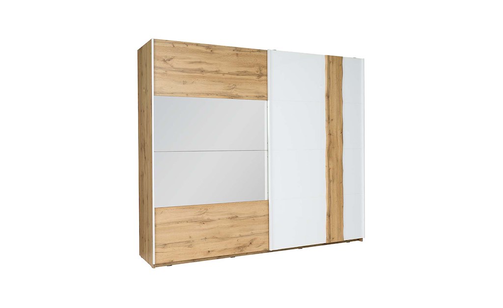 Wood klizni ormar 250x66x218cm natur/bela