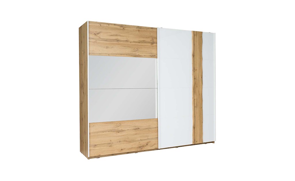 Wood klizni ormar 200x66x218cm natur/bela