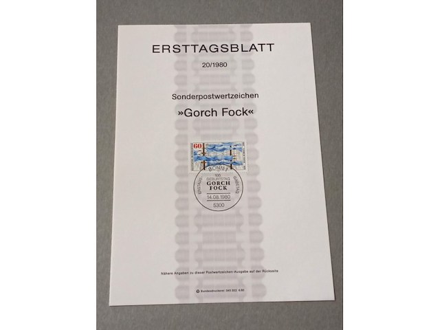 ETB Nemačka  - Gorch Fock - 1980.g