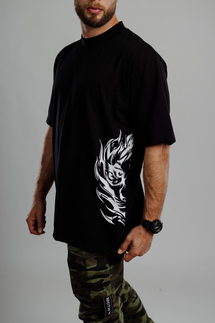 Muška pamučna majica sa kombinacijom štampe i veza