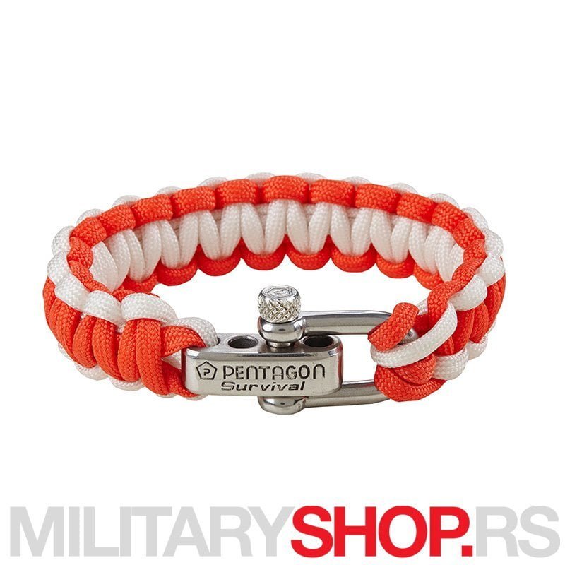 PENTAGON SURVIVAL BRACELET PRO WHITE AND RED