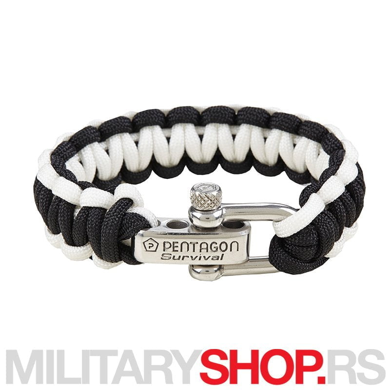 PENTAGON SURVIVAL BRACELET PRO BLACK AND WHITE