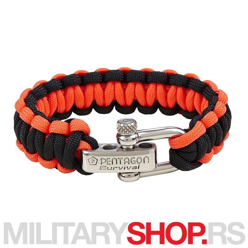 PENTAGON SURVIVAL BRACELET PRO BLACK RED