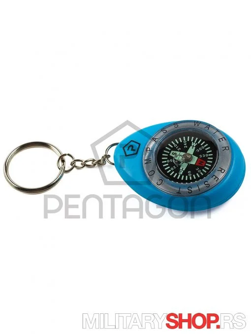 Vodootporni kompas privezak Pentagon Plave boje