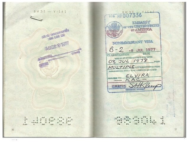 SFRJ Pasos iz 1976. USA viza