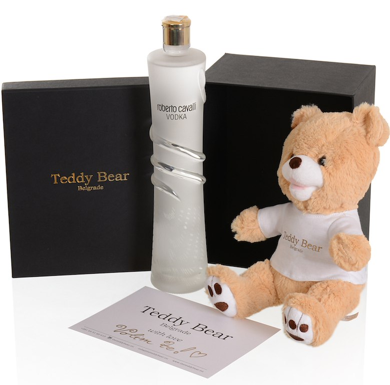 Teddy Bear ® White Gold ™ 30cm + Roberto Cavalli vodka