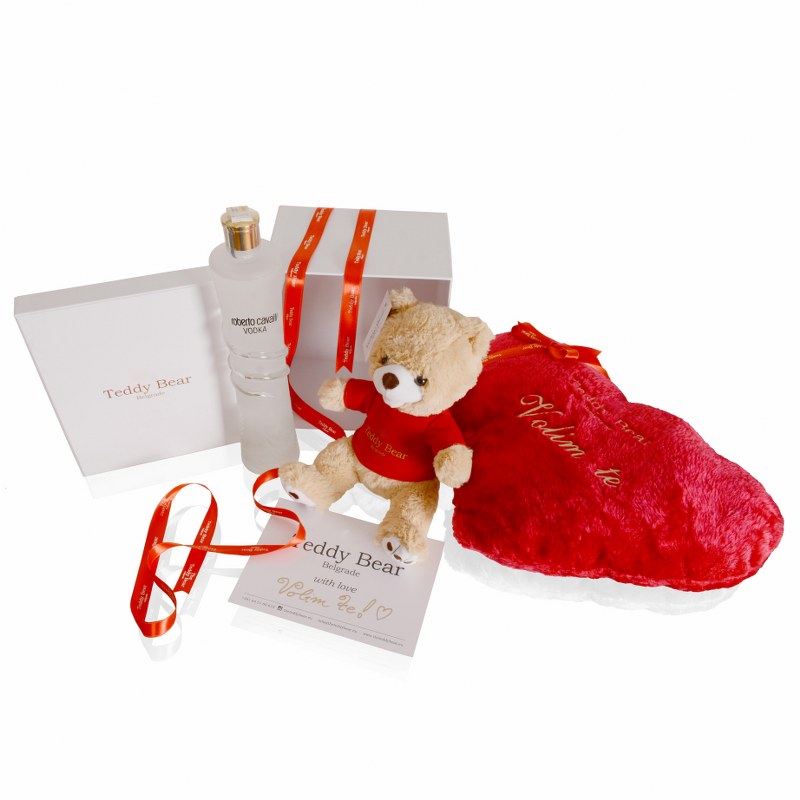 Teddy Bear ® Golden Red ™ 30cm + Roberto Cavalli + Heart red sa porukom
