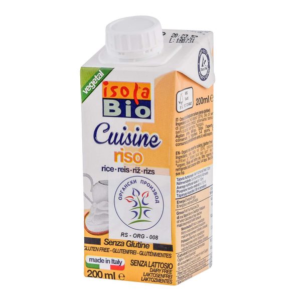 Organska pavlaka za kuvanje od pirinča bez glutena 200ml Isola Bio