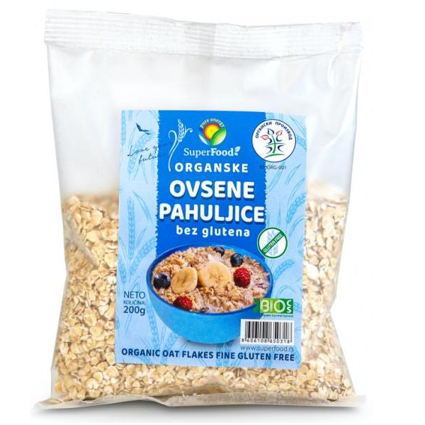 Organske ovsene pahuljice bez glutena 200g SuperFood