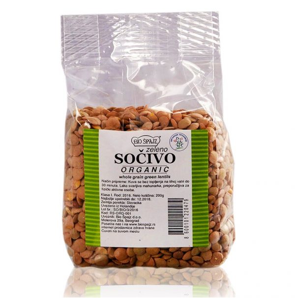 Organsko zeleno sočivo 200g Bio Špajz