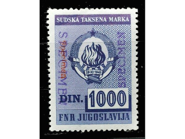 BA-SUDSKA TAKSENA MARKA FNRJ 1000 D. - SPECIMEN - RETKO