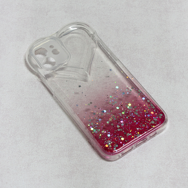 Maskica Heart Glitter za iPhone 12 6.1 pink