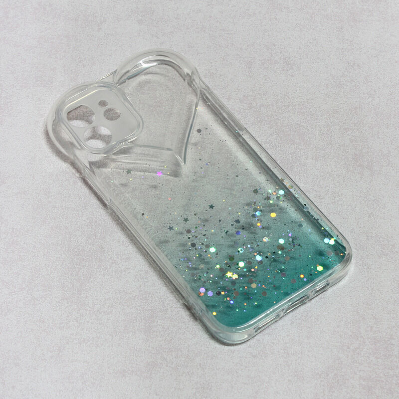 Maskica Heart Glitter za iPhone 12 6.1 mint