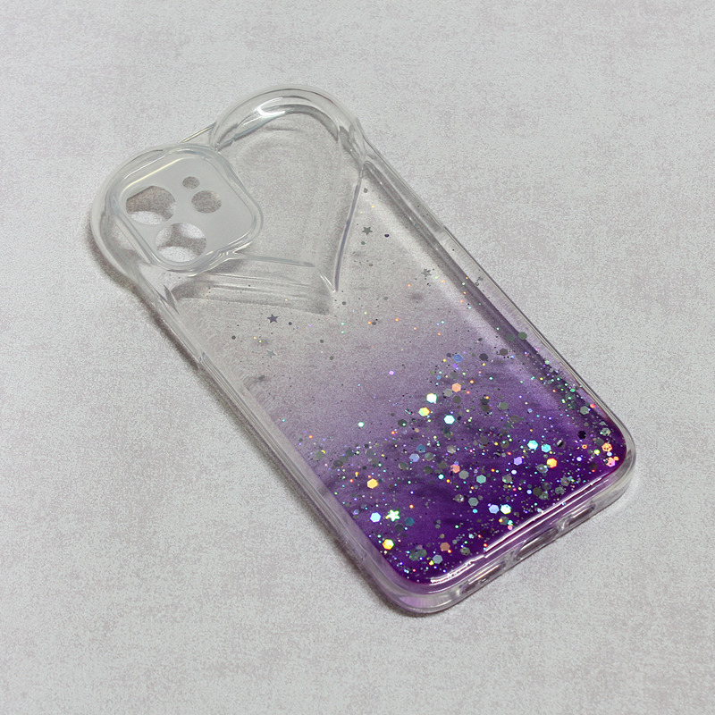 Maskica Heart Glitter za iPhone 12 6.1 ljubicasta