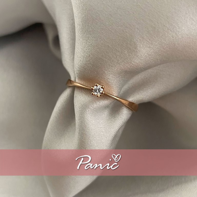 Diskretan verenički prsten od roze zlata sa dijamantom 0.05 ct Vs-Gh