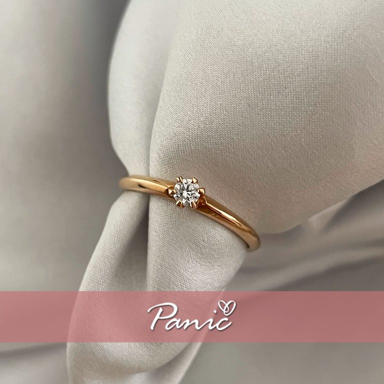 Klasičan model vereničkog prstena od roze zlata sa dijamantom 0.10 ct Vs-Gh