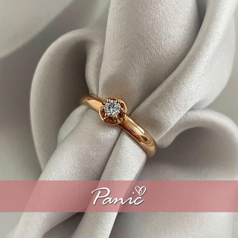 Dijamantski (0.10 ct Vs-Gh) verenički prsten od roze zlata