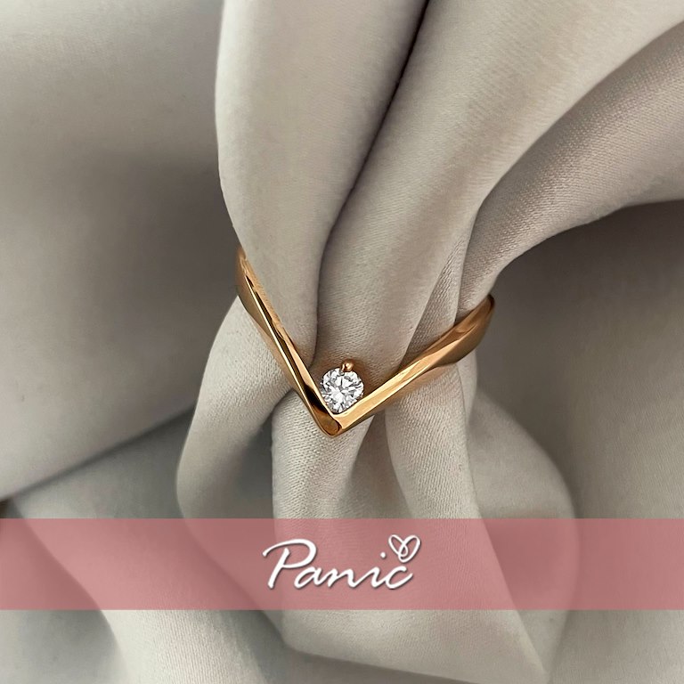 Originalan dizajn vereničkog prstena od roze zlata sa dijamantom 0.10 ct Vs-Gh