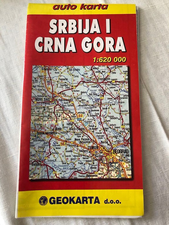 Auto karta Srbija i Crna Gora, izdavač Geokarta