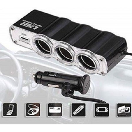 Auto punjac USB ulaz i 3uticnice za upaljac