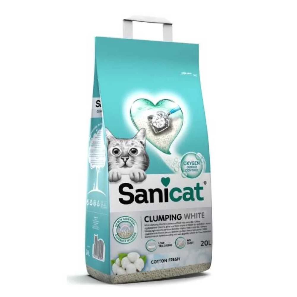 Sanicat posip za mačke Clumping White Cotton 20L