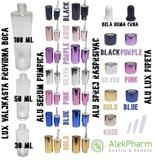 LUX VALJKASTA PROVIDNA STAKLENA BOCA 30ml 50ml 100ml