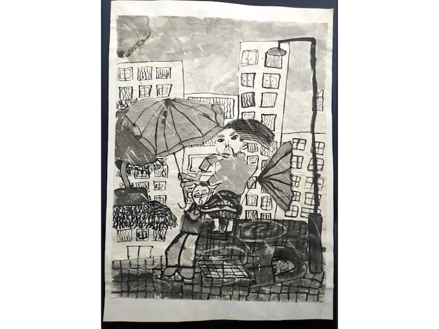dečiji crtež - akvarel - hong kong