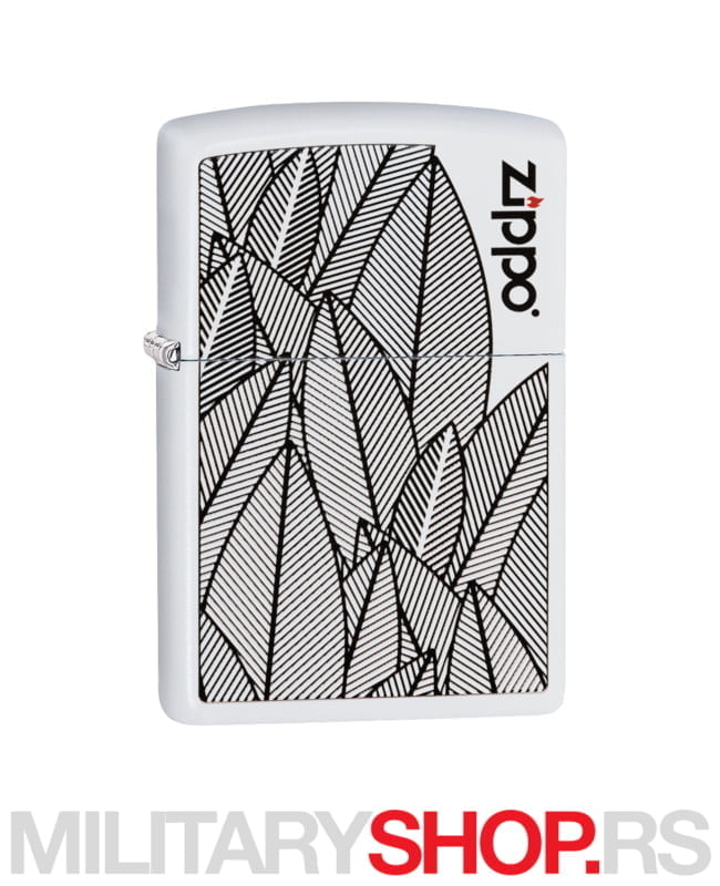 White Matte Zippo upaljača sa štampom 49214