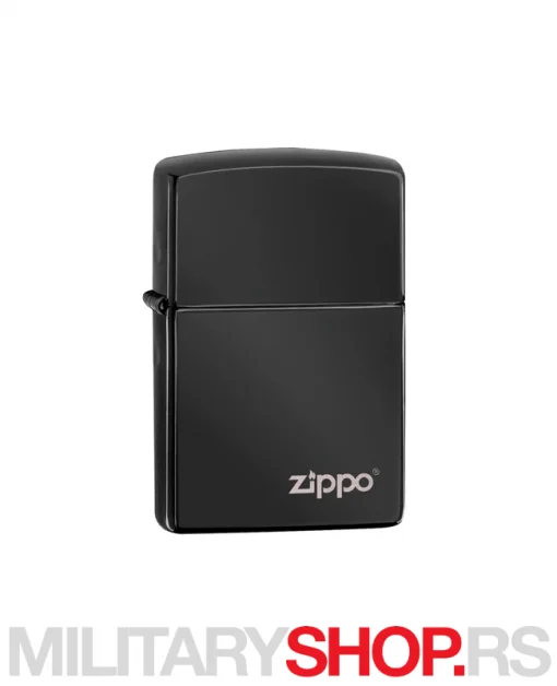 Visokopolirani crni upaljač sa logom Zippo